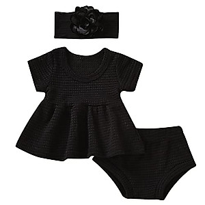 Preemie Baby Girl Clothes Infant Knitted Outfits Tunic Shirt Dress Diaper Cover Shorts Pants Set Baby Girls Clothing Set Premie Girls Black Shorts Playwear Baby Girl Spring Summer Outfits Short Sleeve