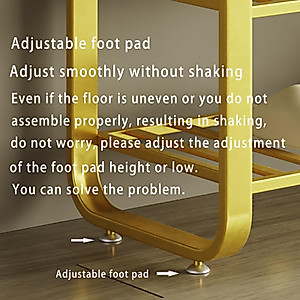 BUZUEY Shoe Bench,entryway Bench with Shoe Storage,Metal Shoe Rack Bench with Cushion Padded seat,Small Shoe Storage Bench for entryway, Hallway,Bedroom (23.6 * 12.5 * 20.4, Golden)