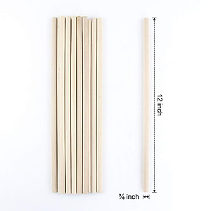 3/8 x 12 Inch, Wooden Dowel Rods, Unfinished Round Sticks for Pennant, Wedding, Christmas, Music Class, Party, DIY Crafts, 50 pcs