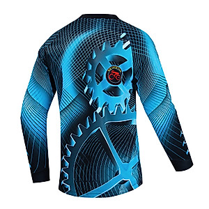Mountain Bike Jersey Long Sleeve Men Bicycle Cycling Motocross Shirt Downhill Top Running Tshirt Offroad BMX Clothing Dirtbike Uniform Biking Wear Quick Dry Fishing Blue L