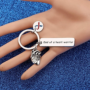 WUSUANED CHD Keychain Mom/Dad of A Heart Warrior Keychain Congenital Defect Awareness Gift for Heart Warrior Mom Dad (dad of a heart warrior K)