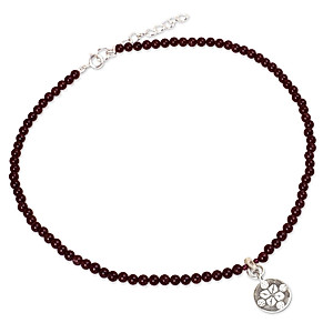NOVICA Artisan Handmade Garnet Pendant Necklace .925 Sterling Silver Choker Red Beaded Thailand Sangria Birthstone 'Lucky Charm'