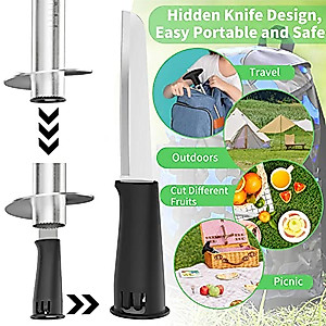 Newness Pineapple Corer with Knife, [Upgraded, Electric & Manual] Stainless Steel Fruit Pineapple Cutter with Electric Drill Accessory, Pineapple Slicer Core Remover Kitchen Tool with Measure Mark