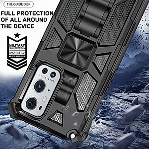 Ailiber Compatible with OnePlus 9 Pro Case with Screen Protector, for Magnetic Car Mount, Kickstand Holder, Rugged Shockproof Bumper Military Grade Protective 1+9+ Phone Cover for OnePlus 9 Pro-Black