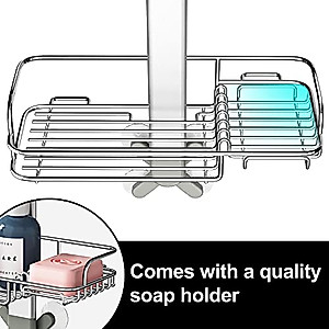 Thideewiz Hanging Shower Caddy over Shower Head Aluminum Alloy Rustproof with Built-in Soap Holder, Bathroom Shower Shelf Organizer Storage Rack Shampoo Holder with Movable 2 Hooks, 3 Tier