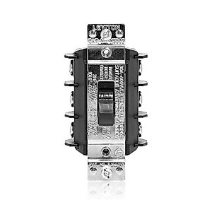 Leviton MS303-DSS 30 Amp, 600 Volt, Three-Pole, 3 Phase AC Motor Starter, Suitable as Motor Disconnect, Short Toggle, Industrial Grade, Non-Grounding, Black
