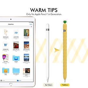 AhaStyle iPencil Case Sleeve Cute Fruit Design Silicone Soft Protective Cover Accessories Compatible with Apple Pencil 1st Generation (Yellow)