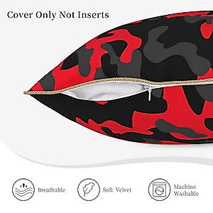 Augenstern Zippered Pillow Protectors Cover Case Camouflage-Red-Camo Decorative Throw Pillow Cover Square Cushion Case 18"X18"