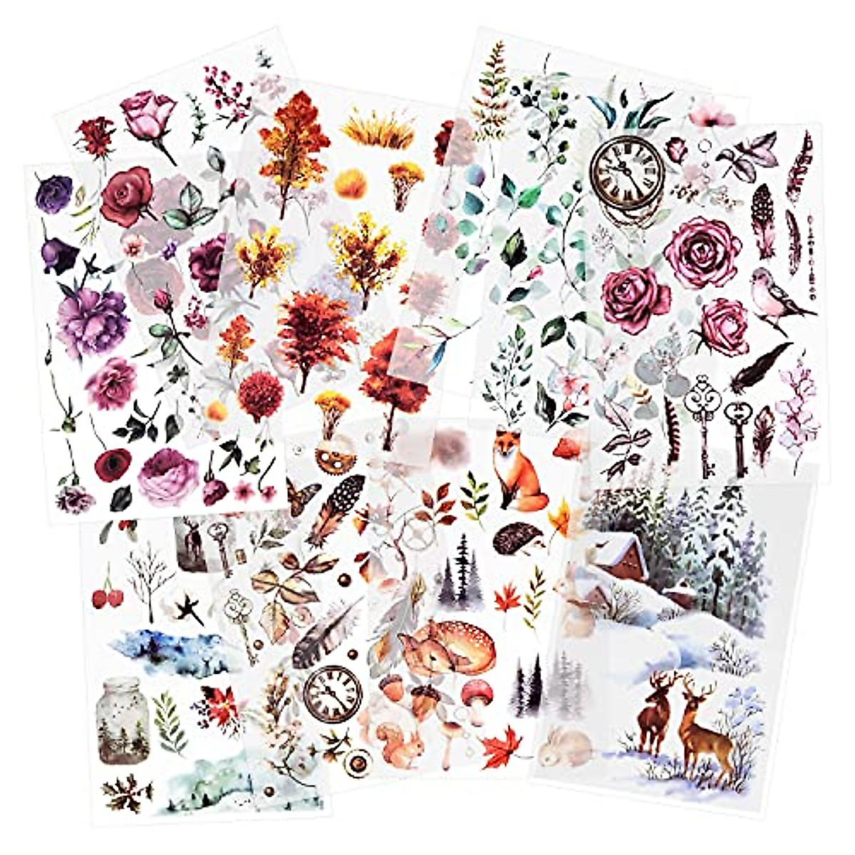 Rub On Transfer Sticker Scrapbook Stickers Flower Stickers Decoration Sticker Planner Stickers Plant Stickers for Scrapbooking Diary Album Journals DIY Arts and Crafts (Forest)