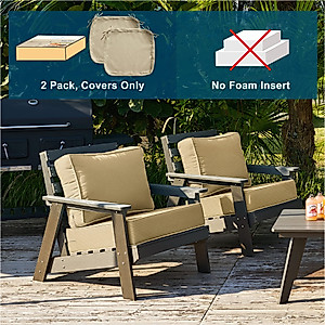 ARTPLAN Patio Chair Seat Cushion Slipercover(Cover-only No Insert) Outdoor Patio Cushion Covers Set with Tie,Zipper Colsure,Floral 20"X22"X4"(2 Pack),Light Brown