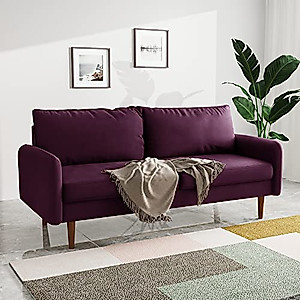 SILKIR Mid-Century Modern Small Spaces Comfy Velvet Living Room,Office,and Apartment,Loveseat Couch Sofas, 58 & 70 Inch, Eggplant