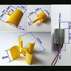 Sparik Enjoy 2 Pcs DC 0.1V-5.5V 100-6000RPM Micro Vertical Wind Turbines, Small Motor Wind Blades Generator for DIY (2pcs)