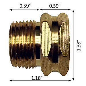 GESHATEN 3/4” GHT Female x 3/4” NPT Male Connector, GHT to NPT Adapter Brass Fitting, Garden Hose Adapter, Industrial Metal Brass Garden Hose to Pipe Fittings Connect (2 Pack)