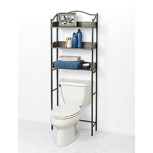 Zenna Home 3-Tier Over-The-Toilet Bathroom, Driftwood Gray/Pewter Spacesavers