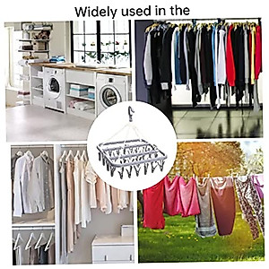 Gcroet Sock Dryer Folding Clothes Drying Rack Rotatable Plastic Underwear Hanger with 32 Windproof Clips Sock Dryer,Sock Hanger,Clothes Drying Hanger,Folding Sock Hanger,Clothes Drying Rack Clips
