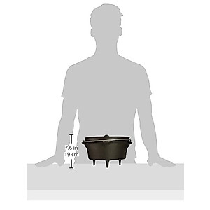 Texsport Cast Iron Dutch Oven with Legs, Lid, Dual Handles and Easy Lift Wire Handle , Black, 4 Quart