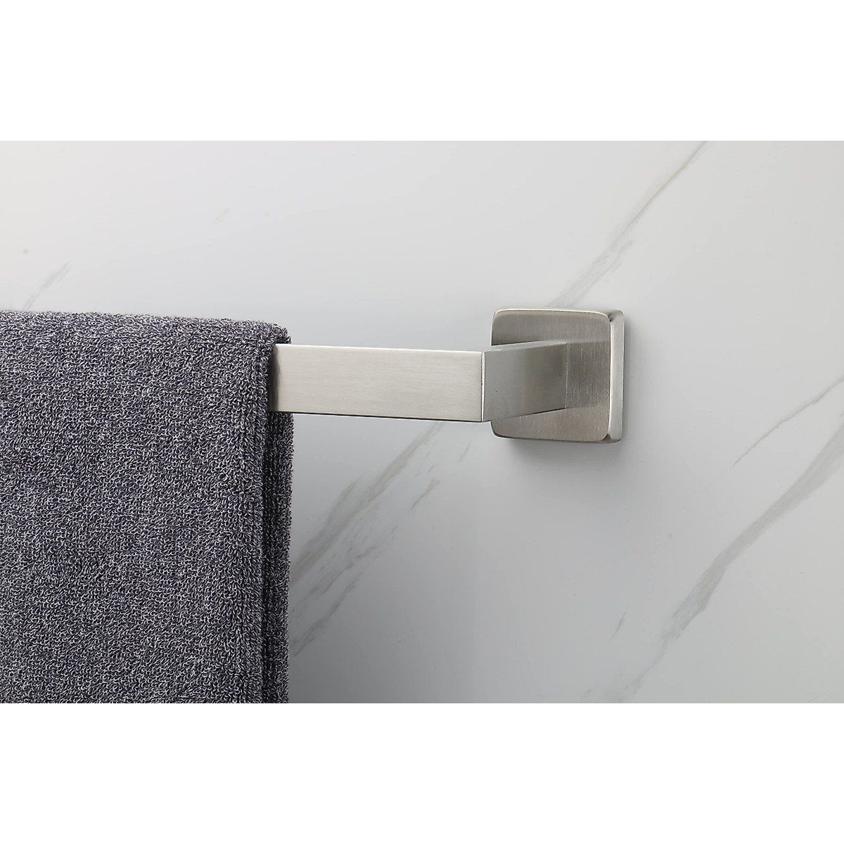 TocTen Bath Towel Rack - Square Base Thicken SUS304 Stainless Steel Towel Bar for Bathroom, Bathroom Accessories Towel Rod Heavy Duty Wall Mounted Towel Holder. (Brushed Nickel, 16)