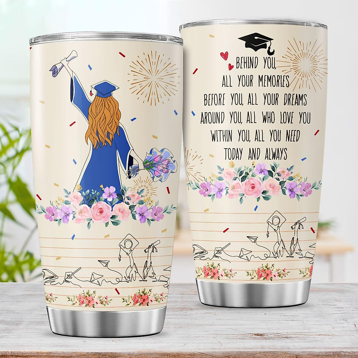 HUBUPU Of Class Tumblers, Graduation Motivate Quote, Graduation Gifts, Tumbler 20 Oz With Lid And Straw