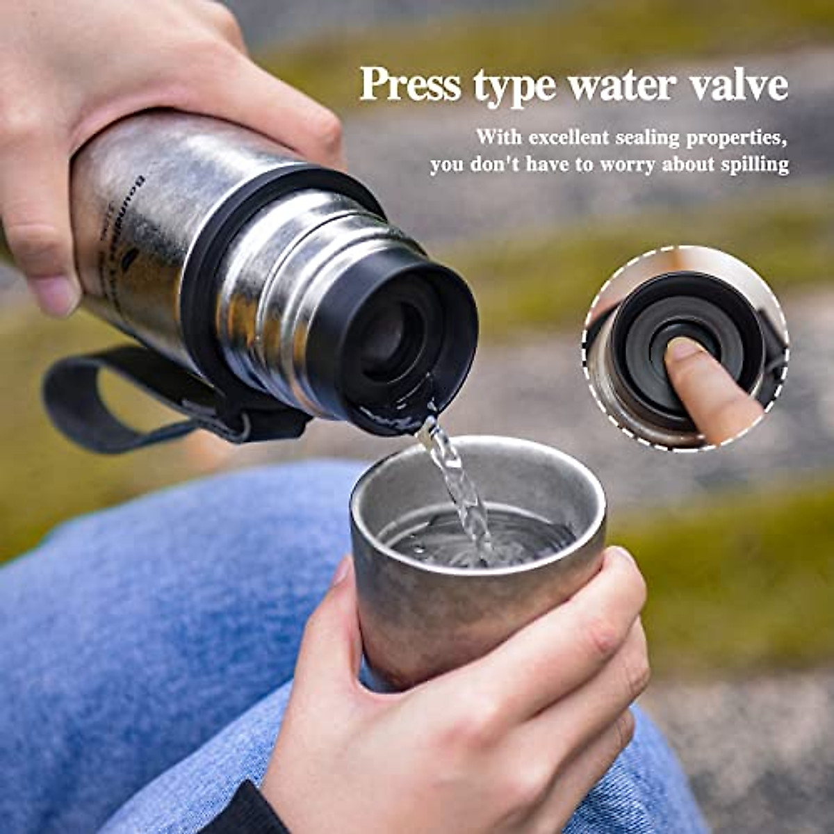 Boundless Voyage Titanium 17 fl oz/510ml Vacuum Water Bottle Double-Walled Lightweight Coffee Bottle Leak-Proof Sport Bottle for Travel Outdoor Office