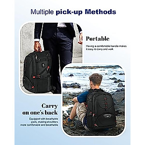 DTBG 50L Extra Large Travel Backpack Suitcase Carry On airplanes Luggage Bag for Men Fits 17 Inch Laptop computer Water Resistant Backpack For weekender Travel Work College Business -Black