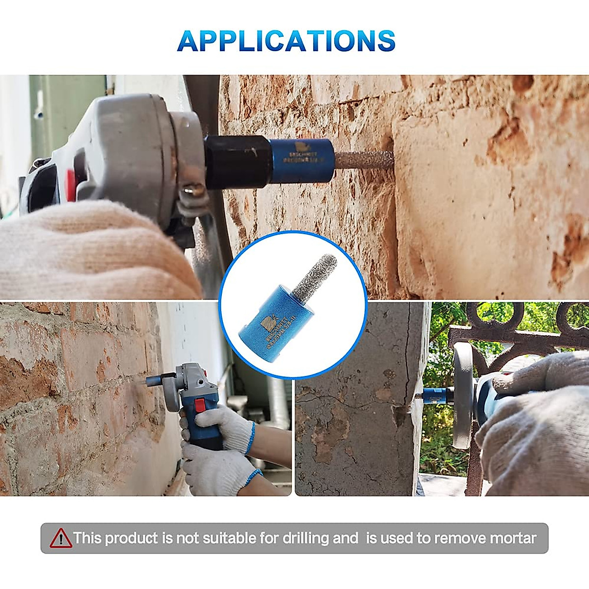 Diamond Mortar Raking Bit - BRSCHNITT for Mortar Raking Tuck Pointing Granite Marble Concrete Masonry Stone Removals Vacuum Brazed Bit with 5/8-11 Thread (5/16 Inch x 1 Inch)