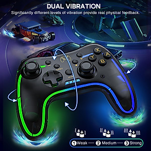 ELISWEEN Switch Controller for Nintendo Switch/OLED/Lite, Replacement for Nintendo Switch Pro Controller Support PC & Android/iOS with Cool RGB LED, Wireless Switch Controller with Turbo,Vibration