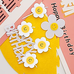 BoKin 4 Pcs Birthday Candles, Smiley Face Happy Birthday Candle for Cake, Sunflower Cake Toppers for Birthday Party Wedding Anniversary Valentines Day Christmas Festival