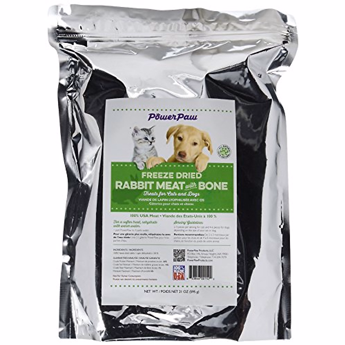 Power Paw Products Freeze Dried Rabbit Meat, 14 By 10 By 4-Inch