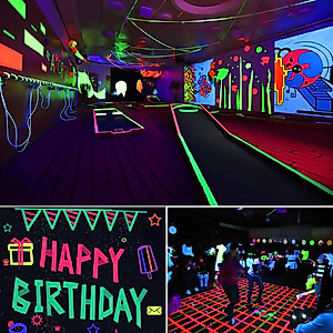 JSITON 6 Colors Neon Gaffer Cloth Tape,Adhesive Black Light Tape Sets,Fluorescent UV Blacklight Glow in The Dark Tape for UV Party (0.6 inch x 16.5 feet x 6 Rolls)