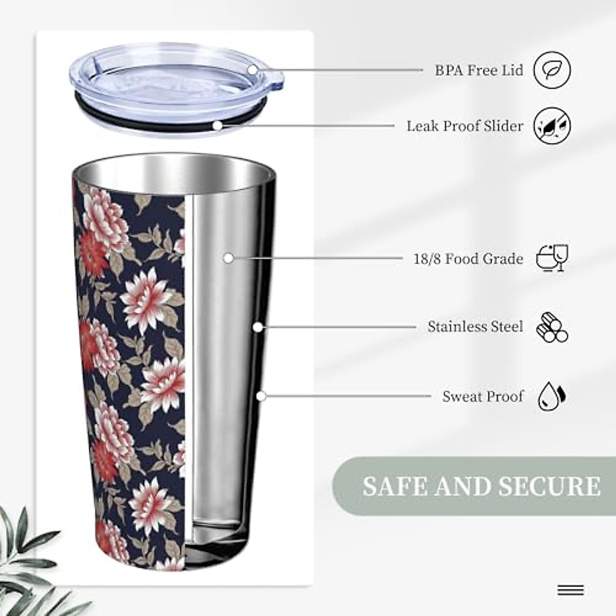 Yaxongx 20oz Tumbler Radiant Flowers Double Wall Vacuum Insulated Coffee Mug with Lid and Metal Straw Brush Reusable Stainless Steel Water Bottle Travel Cup Gifts for Car Ice Drinks Hot Beverage