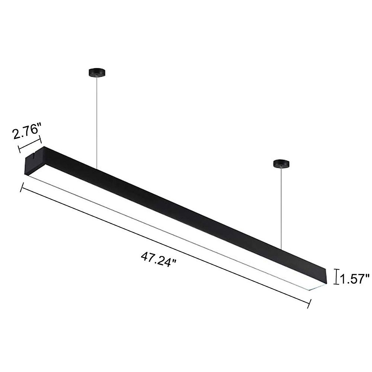 RUNNUP LED Strips Architectural Suspended Direct Indirect Linear Linkable Dimmable Office Light Fixture 32W/3500LM/6000K Commercial Lighting Market Garage Basement Black Finish 47.27inch