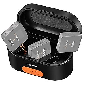 NEEWER Wireless Charging Case Compatible with Rode Wireless GO Wireless GO II, 3-Channel PD Fast Charging Portable Charger with Type-C, Built-in 3400mAh Battery for Compact Wireless Microphone System