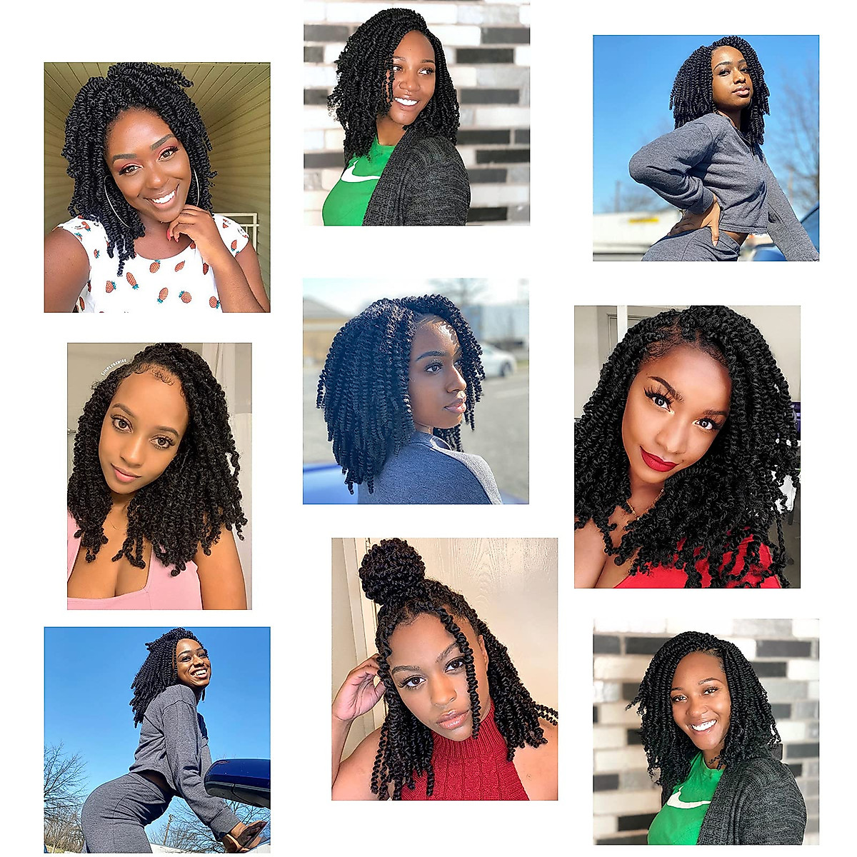 7 Packs Spring Twist Hair 8 Inch Fluffy Spring Twist Crochet Braiding Hair Bomb Twist Spring Crochet Hair for Black Women Hair Extensions 15 Strands 55g/Pack(8 inch, 1B)