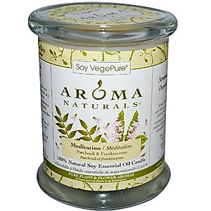 Soy VegePure, 100% Natural Soy Essential Oil Candle, Meditation, Patchouli & Frankincense, 8.8 oz (260 g), Aroma Naturals