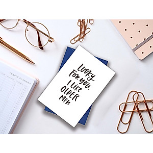 Longkado Funny Birthday Card for Husband Him, Humorous Anniversary Card for Boyfriend BF, I Like Older Men…