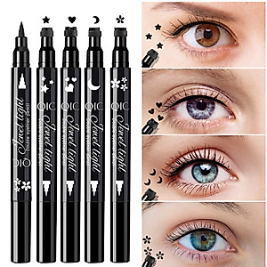 Jutoe 1Pcs Dual Ended Eyeliner Stamp,Waterproof Liquid Eyeliner With Heart Seal Stamp,Long Lasting Seal Eyeliner Pen For Makeup,Eye Decoration Eye Liner Makeup Tool Black No smudge (02# Heart)