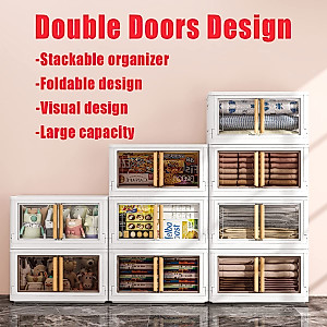 Storage Bins with Lids,78 Quart Plastic Bins with Lids,Large Closet Organizers, 3 Packs Collapsible Storage Bins with Wheels,Double Door Stackable Bins for Clothes,Home