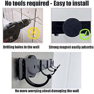 GYGhaoho Magnetic Utensil Holder Hooks, Wall Mount Utensil Hanging Storage, Magnetic Hook Rack for Refrigerator, Black Metal No Punching Hook, Kitchen Magnetic Rack Towel Bar Utensil Rack