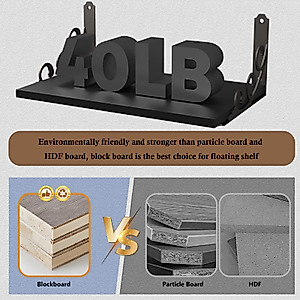 IARTOPS Decorative Floating Shelves for Wall, 12 Inch Deep Wall Mounted Shelves Set of 2, Wide Storage and Display Shelf with Brackets for Living Room, Bedroom, Bathroom, Office and Books, Black