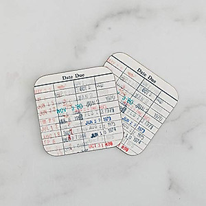 Vintage Library Due Date Card Coaster Set