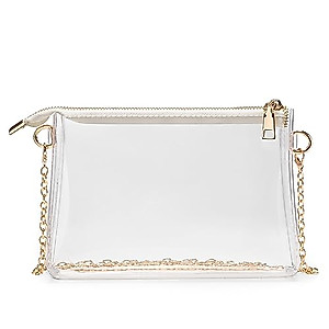 BS-VOG Clear Purse for Women Stadium Approved, Small Clear Crossbody Bag with Zipper, Clear Stadium Bag for Concerts Sports