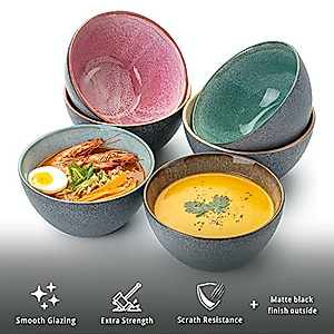 Brew To A Tea BTaT- Cereal Bowls, 29 Oz, 6 Pack, Colorful Bowl Set, Ceramic Bowls, Microwave Safe Bowls, Snack Bowls, Microwave Oatmeal Bowl, Cereal bowl, Dessert Bowls