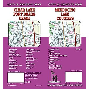 Mendocino / Lake County / Clear Lake / Ukiah / Fort Bragg, California Street Map