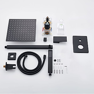 Alesco Shower Faucet Set, Black Shower System with 10-Inch High Pressure Rainfall Shower Head and Handheld Spray, Shower Faucet Include Shower Valve and Trim Kit, Matte Black