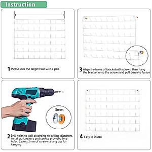 HAITARL 4 Set of 54-Spool Sewing Thread Holder, Wall-Mounted Metal Rack, White