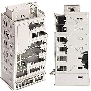 EatingBiting N Scale 1/144 1:144 Ruined Damaged Building After War Assembling Model Outland Realism Scene for DIY Sand Table Garden Micro Landscape Ornaments Decor Supply DIY Player Spray Painting
