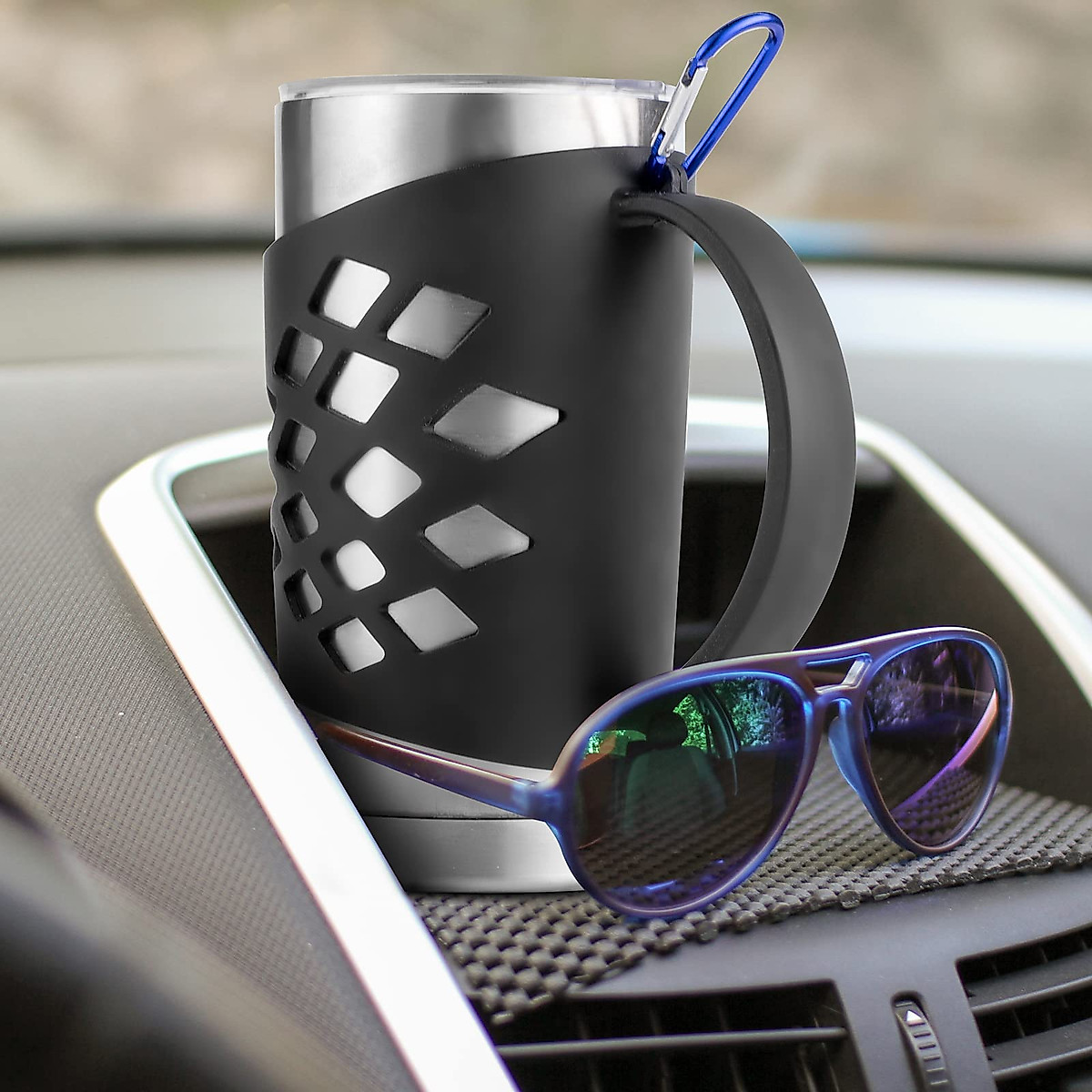 SHTCSZBA Handler for 20 oz Tumbler, Anti Slip Silicone Tumbler Grip Protective Sleeve Cover With Handle for Yeti Rambler Travel Mug Cup (20oz Purple)