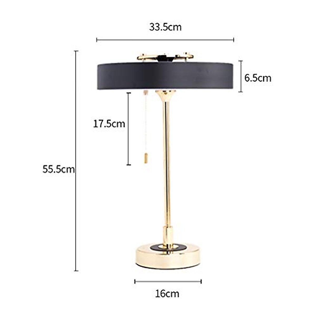 ZXZB Reading Lamp Desk Lamp Metal Modern Desk Lamp with Shade and Pull Switch Table Lamp/Black