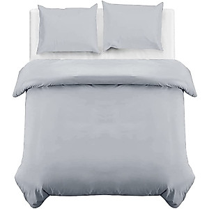 MOONLIGHT20015 Silver King Size Duvet Cover – Soft 3 Piece Double Brushed Microfiber Duvet Cover Set with Button Closure, 1 Duvet Cover King Size 104x90 inches and 2 Pillow Shams