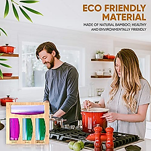 Bamboo Ziplock Bag Storage Organizer for Drawer and Kitchen Wall Mount, Food Storage Bag Holders, Gallon Quart Snack Sandwich and Slider Bag Dispenser